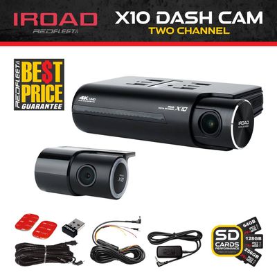 REDFLEET | IROAD X10 2160p 4K UHD 30FPS 2 Channel In-Car Vehicle Dash Camera Recording System ...